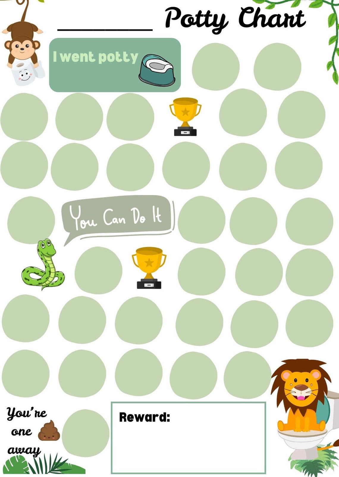 Jungle Themed Potty Chart & Stickers - Etsy