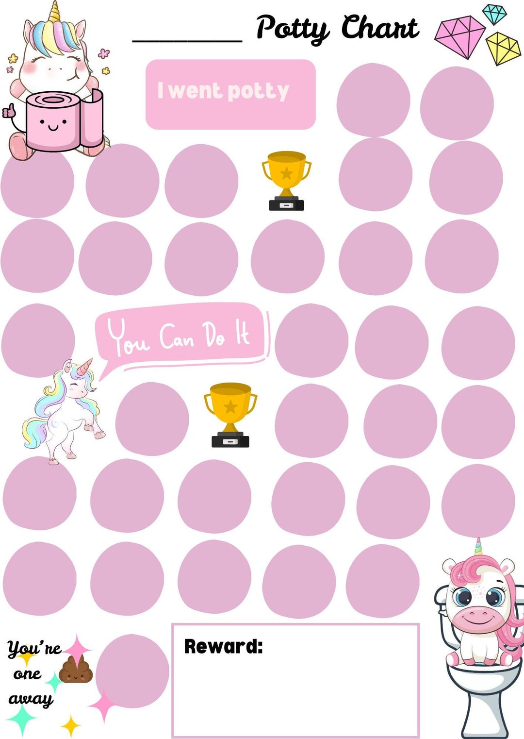 Printable Unicorn Potty Training Chart for Toddlers – Cute Reward Chart ...