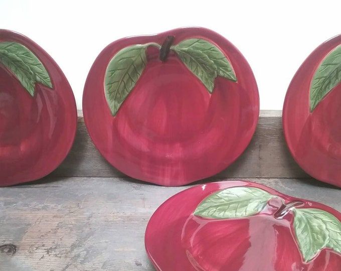 Franciscan Apple Shape Plates Set of 4 Rare Apple Red Apple With Stem ...