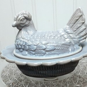 Gorgeous New Grey Marble Glass Hen on Nest - Etsy
