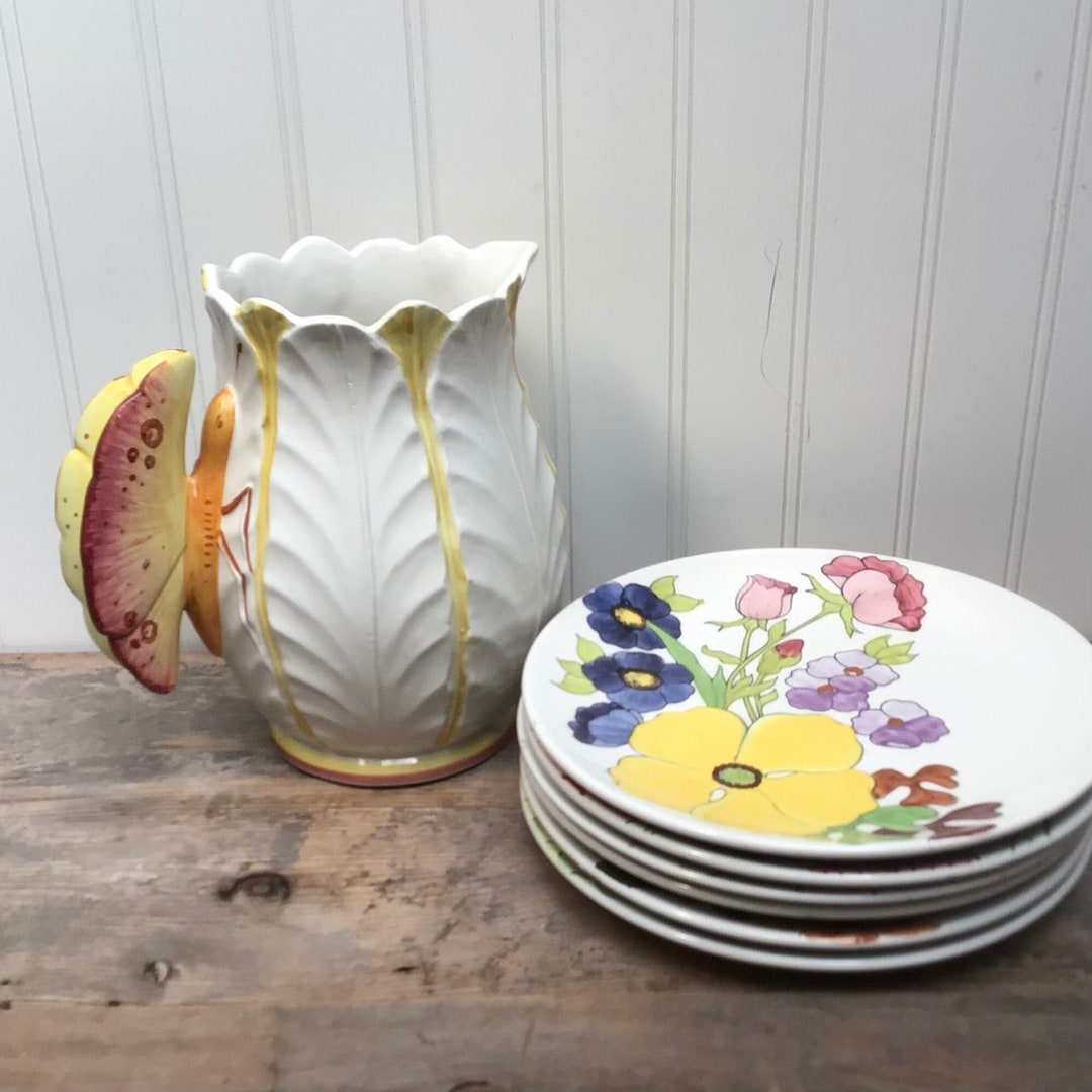 Beautiful Italian Butterfly Pottery Pitcher With Butterfly Handle - Etsy