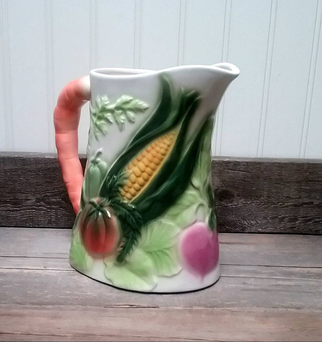 Beautiful Vintage Vegetable Majolica Pitcher Farmhouse Kitchen - Etsy