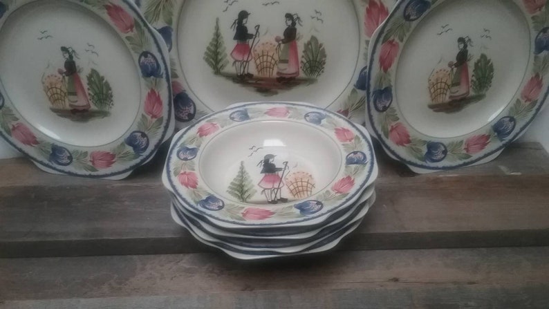 Antique Quimper Dishes Set Seven Pieces Made in France Circa | Etsy
