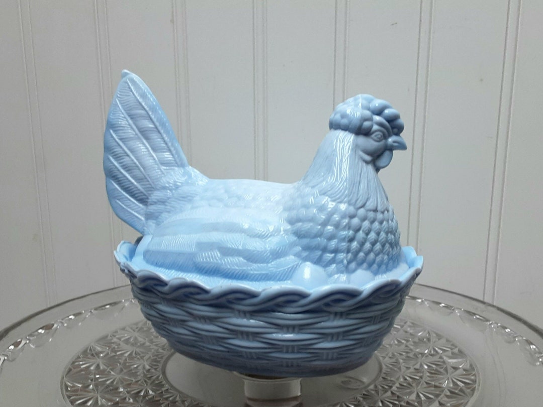 Vintage Collectible Glass Hen on Nest - Etsy