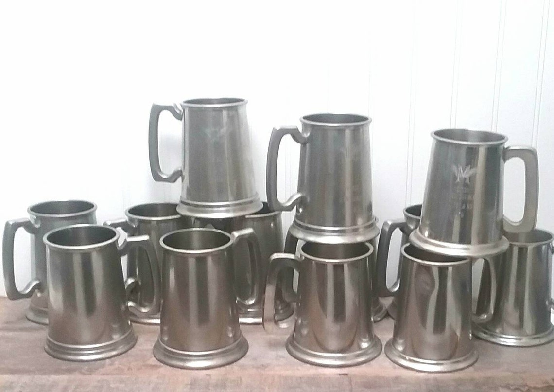 Sheffield Pewter Tankards Set of 13 Pint Mugs With Glass - Etsy
