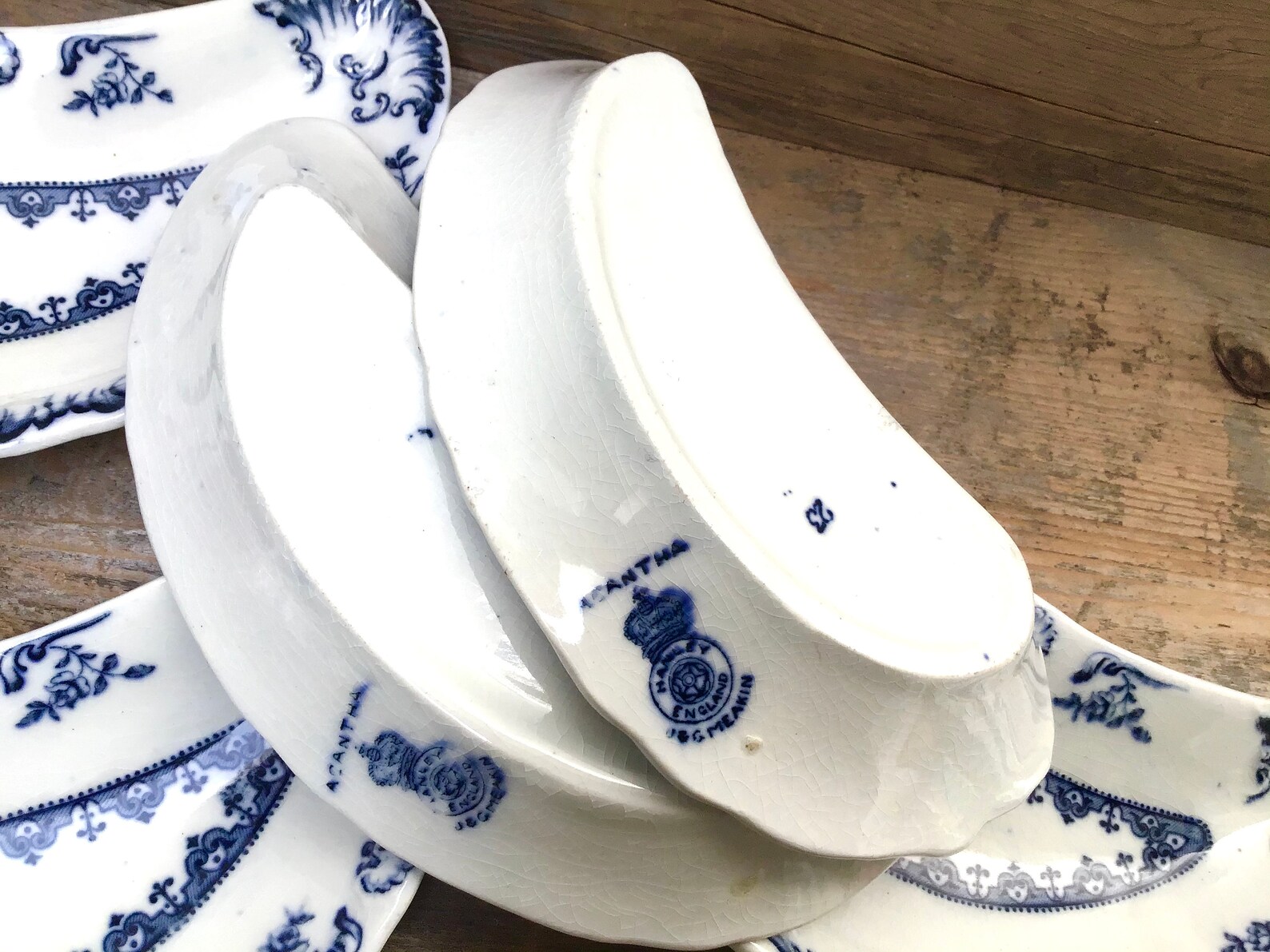 Rare Flow Blue Bone Dishes Set of Six Circa 1800s by J G - Etsy