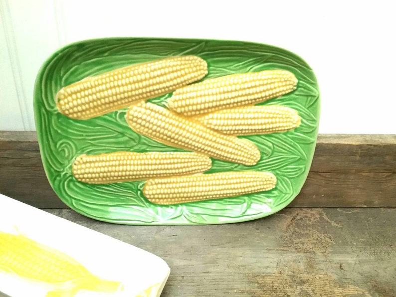 Vintage Majolica Corn Cob plates Set of four mismatched corn | Etsy