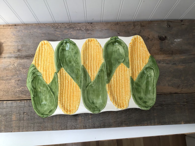 Corn Plate Divided for Five Ears of Corn Made in Portugal | Etsy