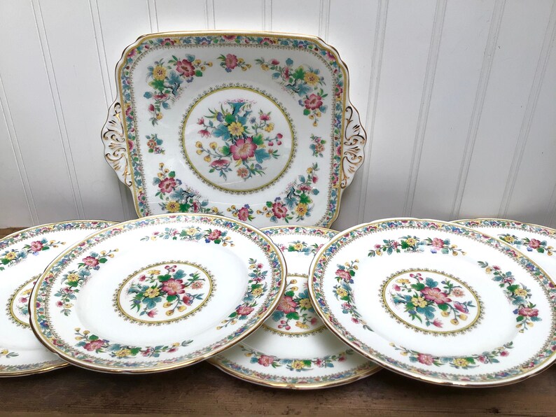 Foley China Made in England Square Cake Plate and Dessert | Etsy