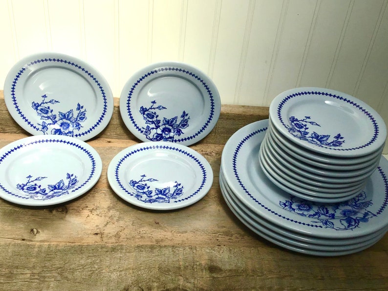 Buffalo China small Blue floral design plates to use as | Etsy
