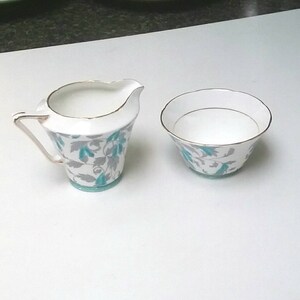 Royal Grafton Ashley Pattern Tea Set in Turquoise Grey and White Made ...
