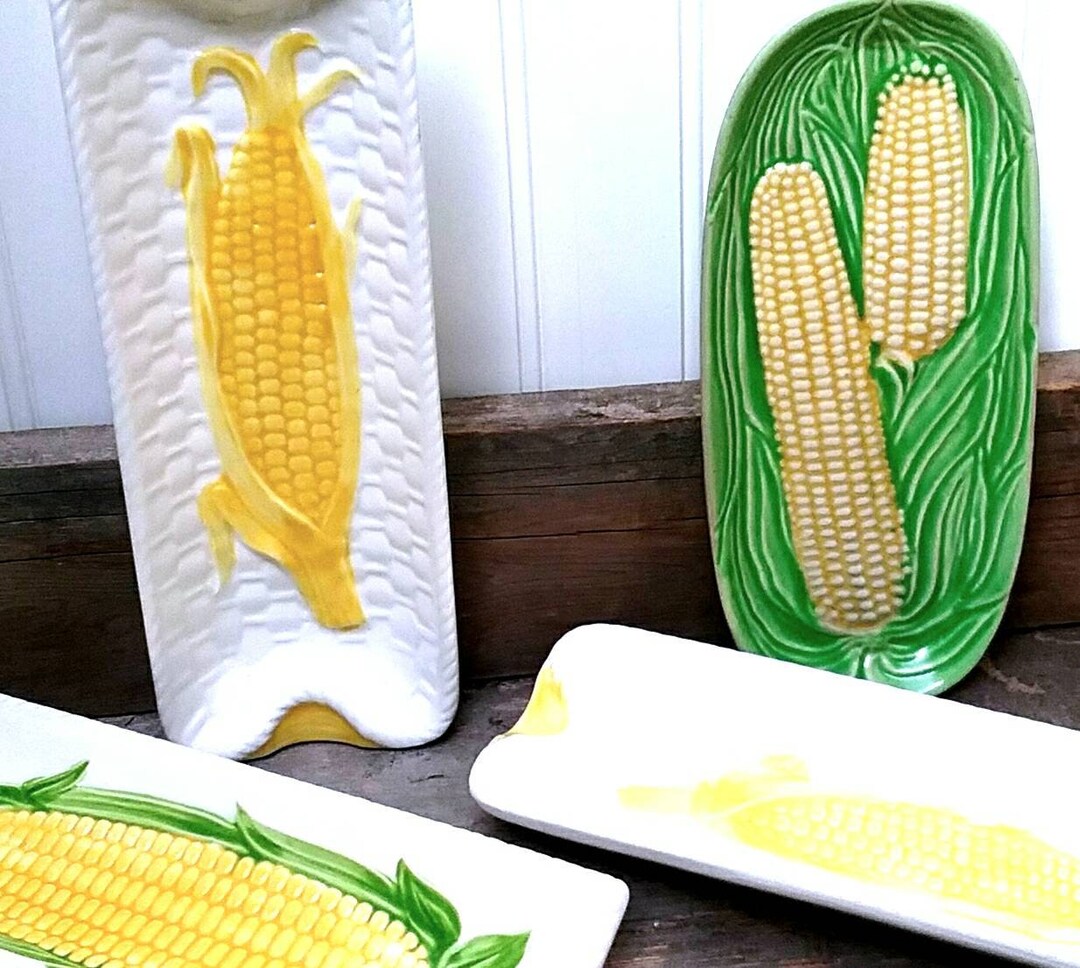 Vintage Majolica Corn Cob Plates Set of Four Mismatched Corn Plates - Etsy