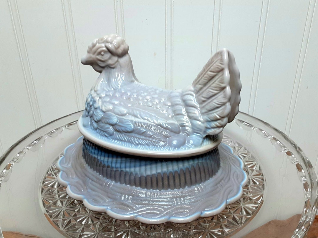 Gorgeous New Grey Marble Glass Hen on Nest - Etsy