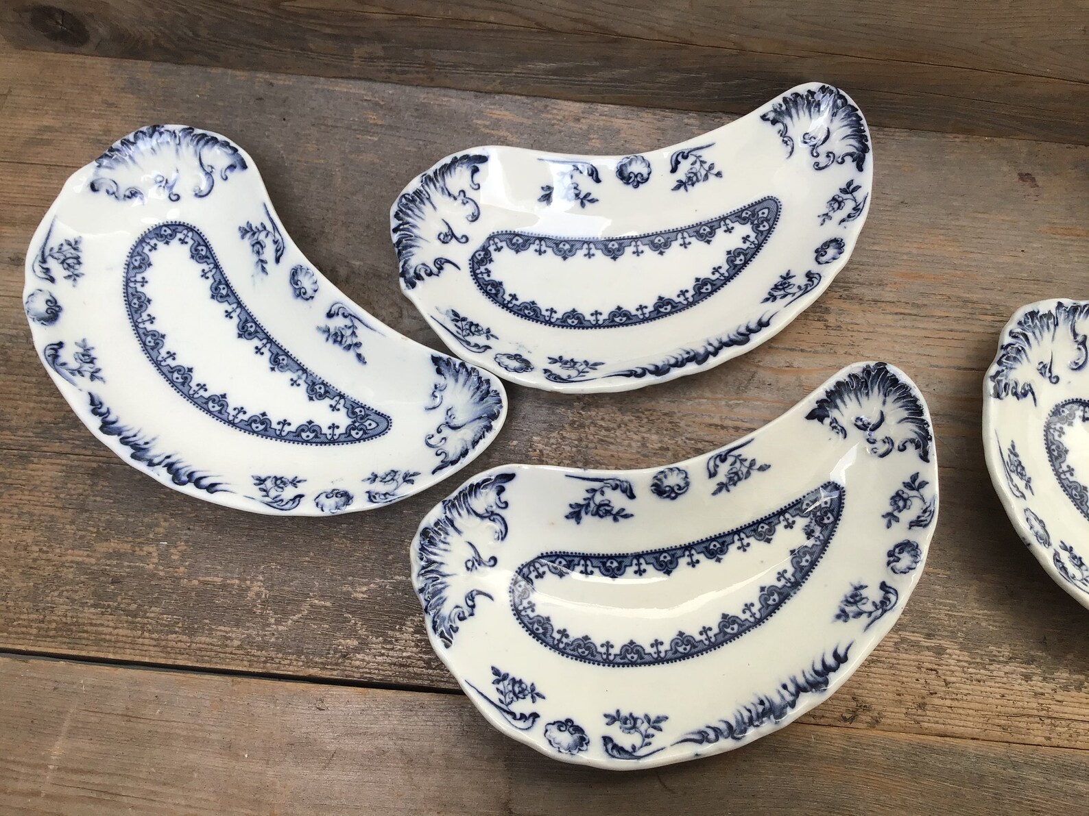 Rare Flow Blue Bone Dishes set of six circa 1800s by J G | Etsy