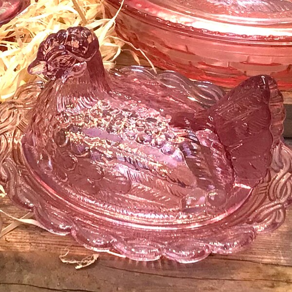 Glass Hen on Nest - Etsy