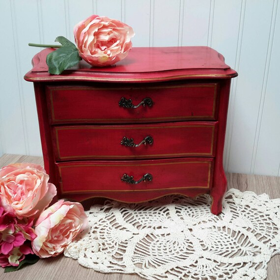 GORGEOUS RED Dresser style Jewelry box | Etsy