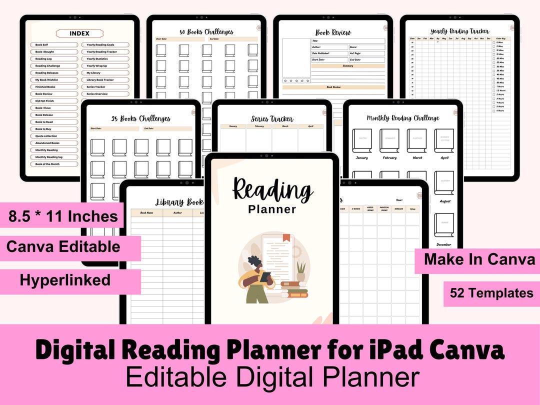 Digital Reading Journal, Book Tracker, Reading Planner, Reading Tracker ...