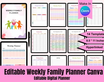 EDITABLE Weekly FAMILY PLANNER Command Center | Family Planner ...