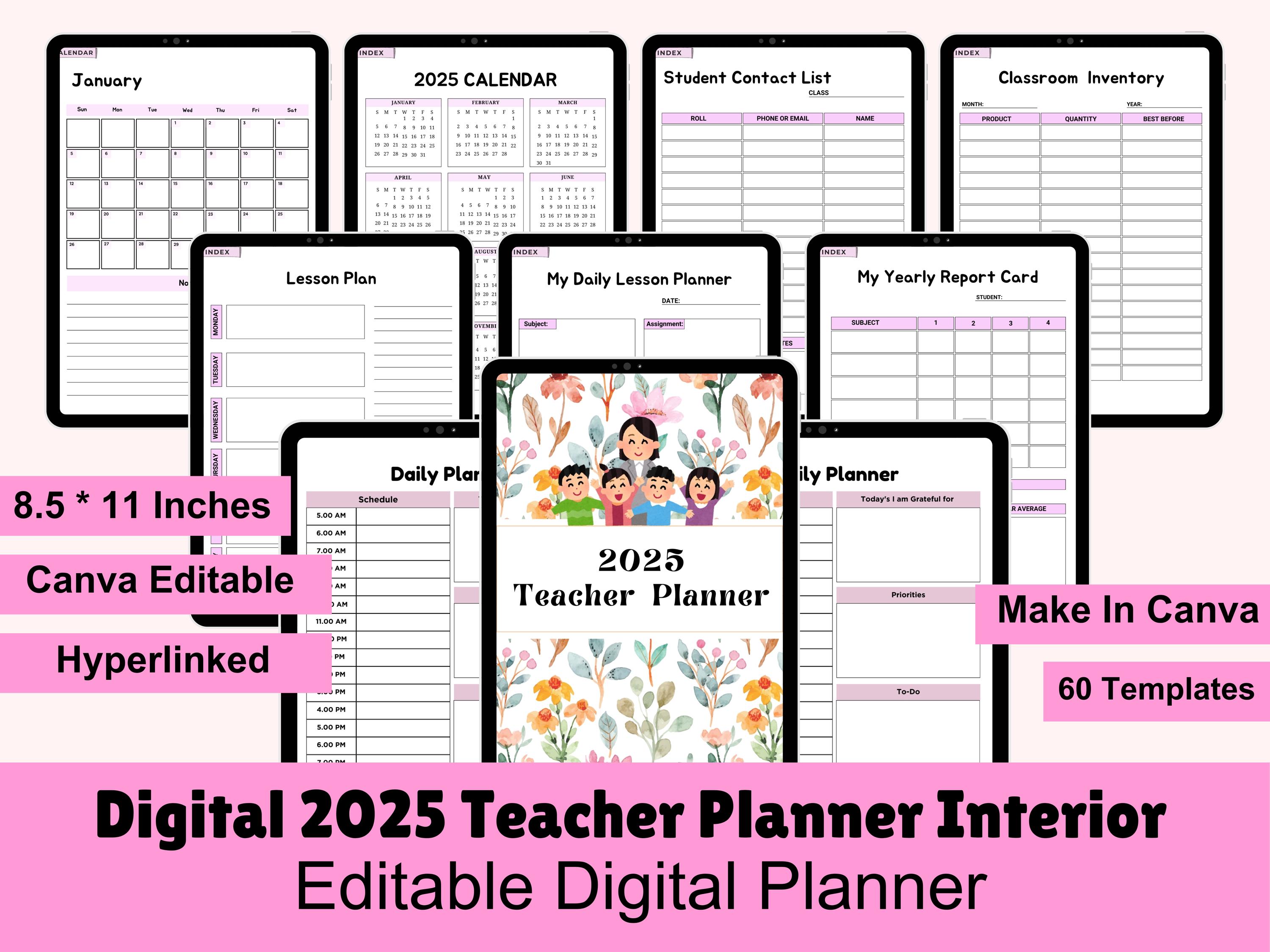 2025 Teacher Planner for Canva Template 2025 Dated Digital Teacher ...