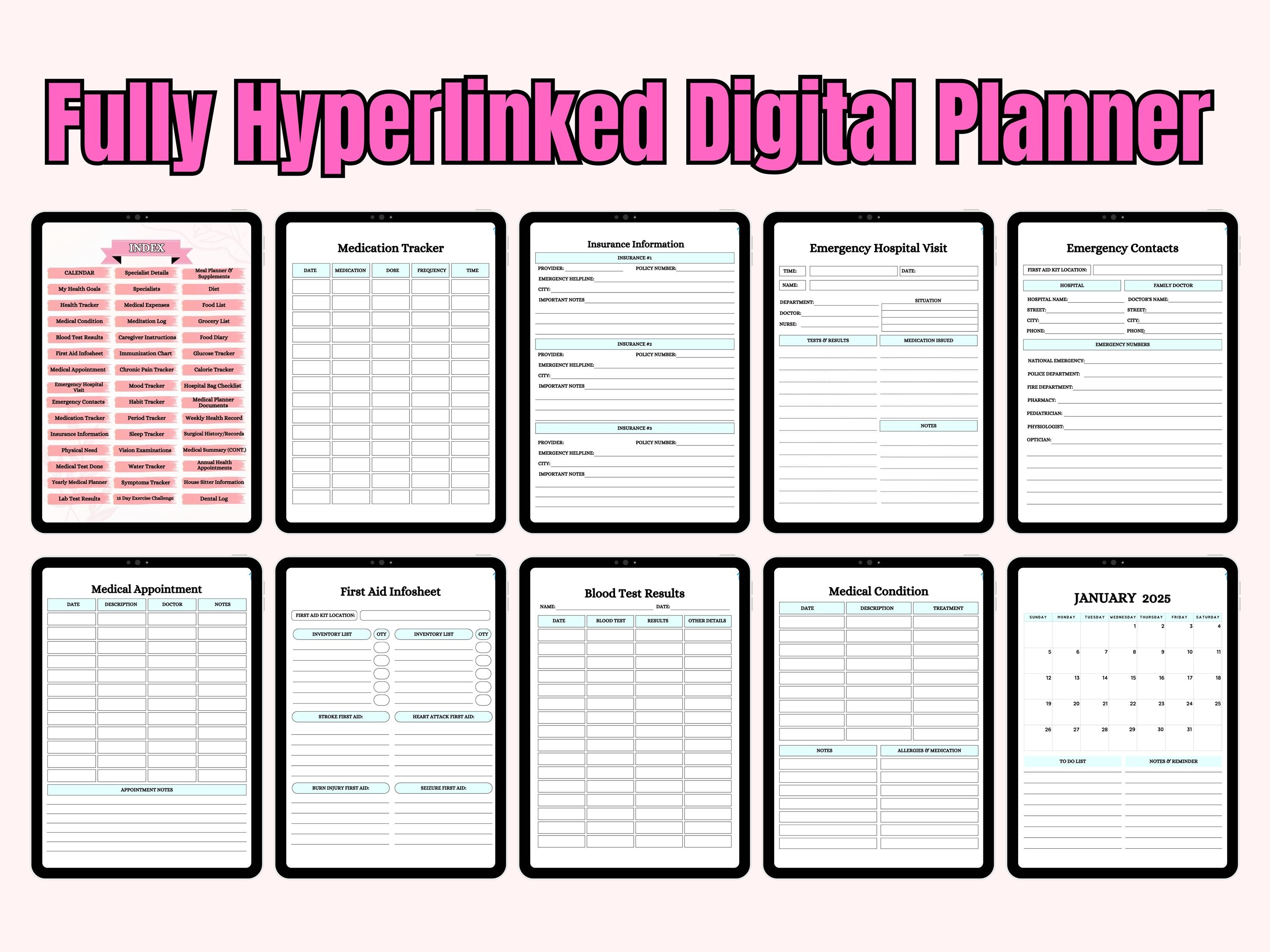 Digital Medical Planner Template | Healthcare Planner | Health Planner ...