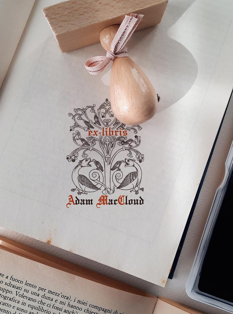 Personal Library Book Stamp Medieval Manuscript Illustration Book Lover ...