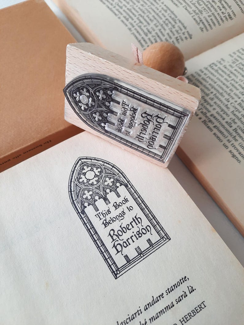 Sello de libro personalizado con ventana medieval, regalo para amantes ...