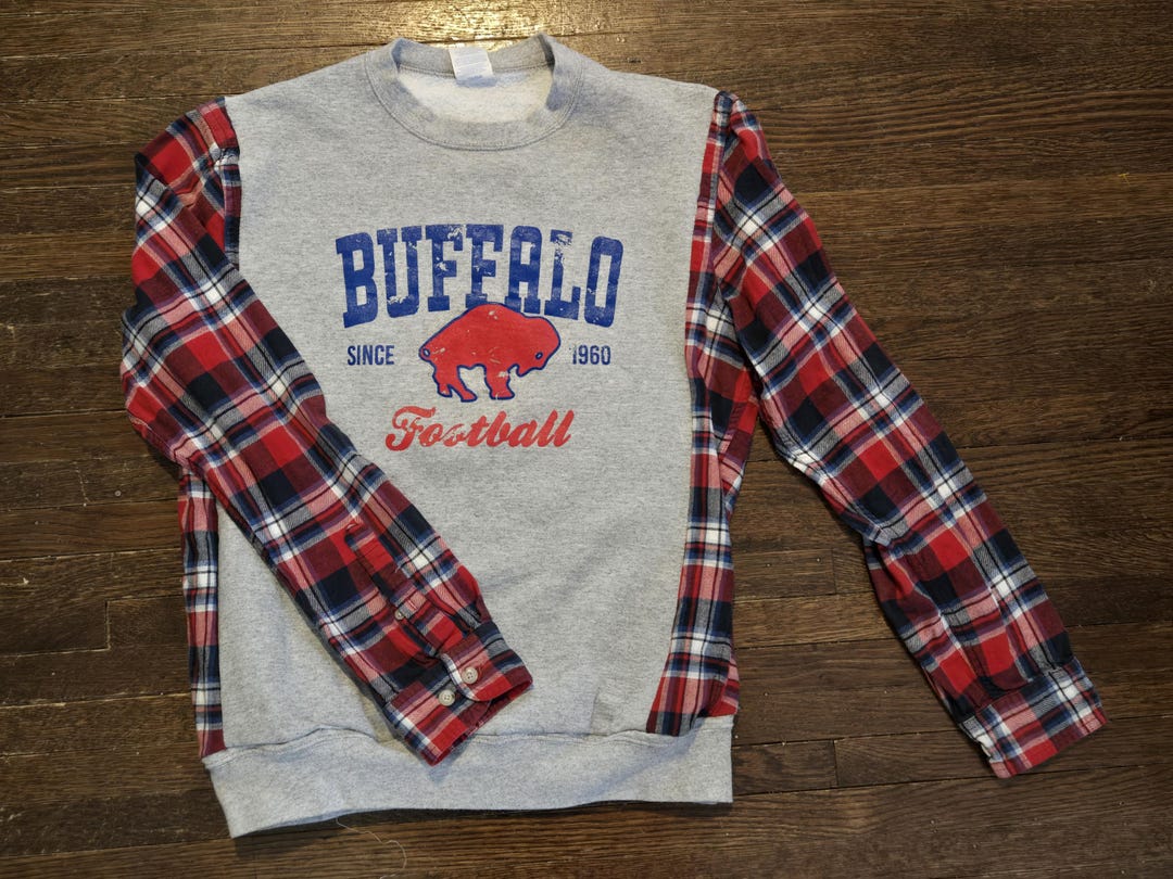 Upcycled Buffalo Bills Crewneck and Flannel - Etsy