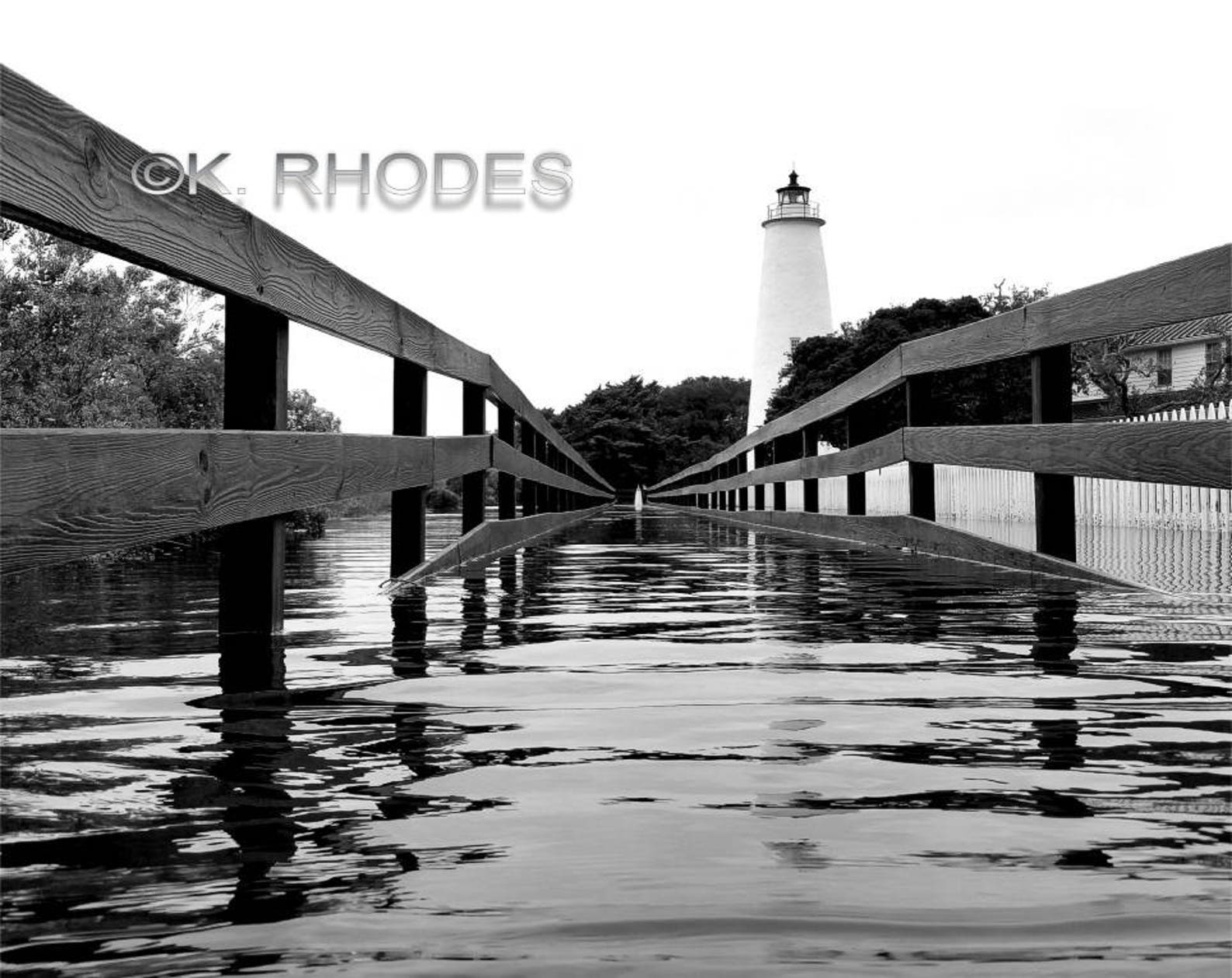 Ocracoke Island Lighthouse Flood Tide Photographic Print Matted in ...