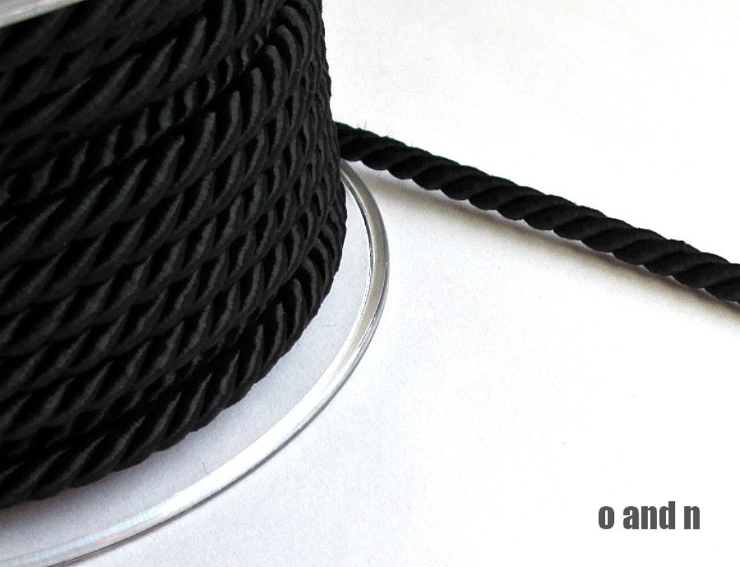 Twisted Silk Cord, 5mm, Black Satin Rope, 1 Meter - Etsy