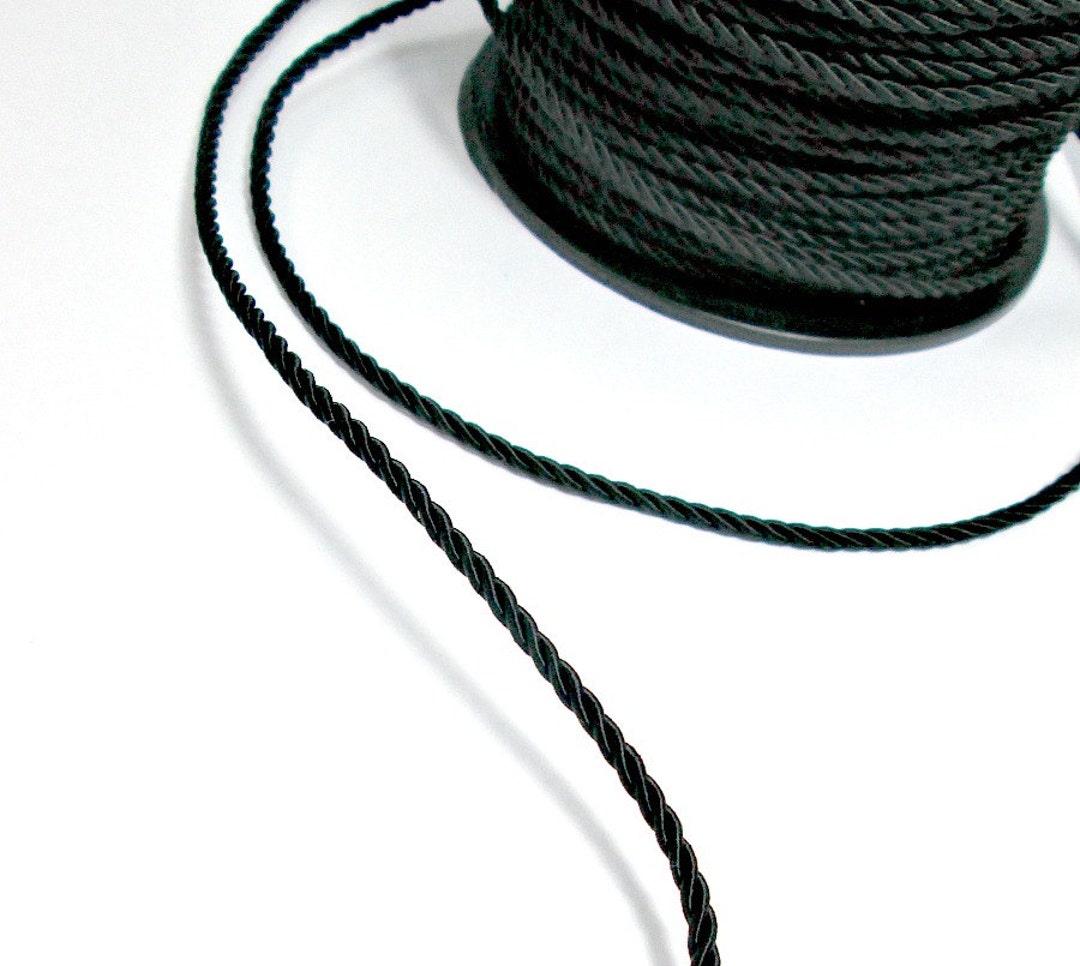 Black Twisted Cord, 3mm Black Satin Cord, 3mm Black Silk Rope, 3m - Etsy