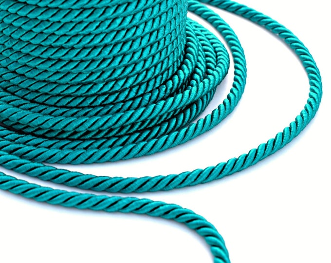 5mm Teal Silk Cord Teal Twisted Cord 5mm Colored Rope Teal - Etsy
