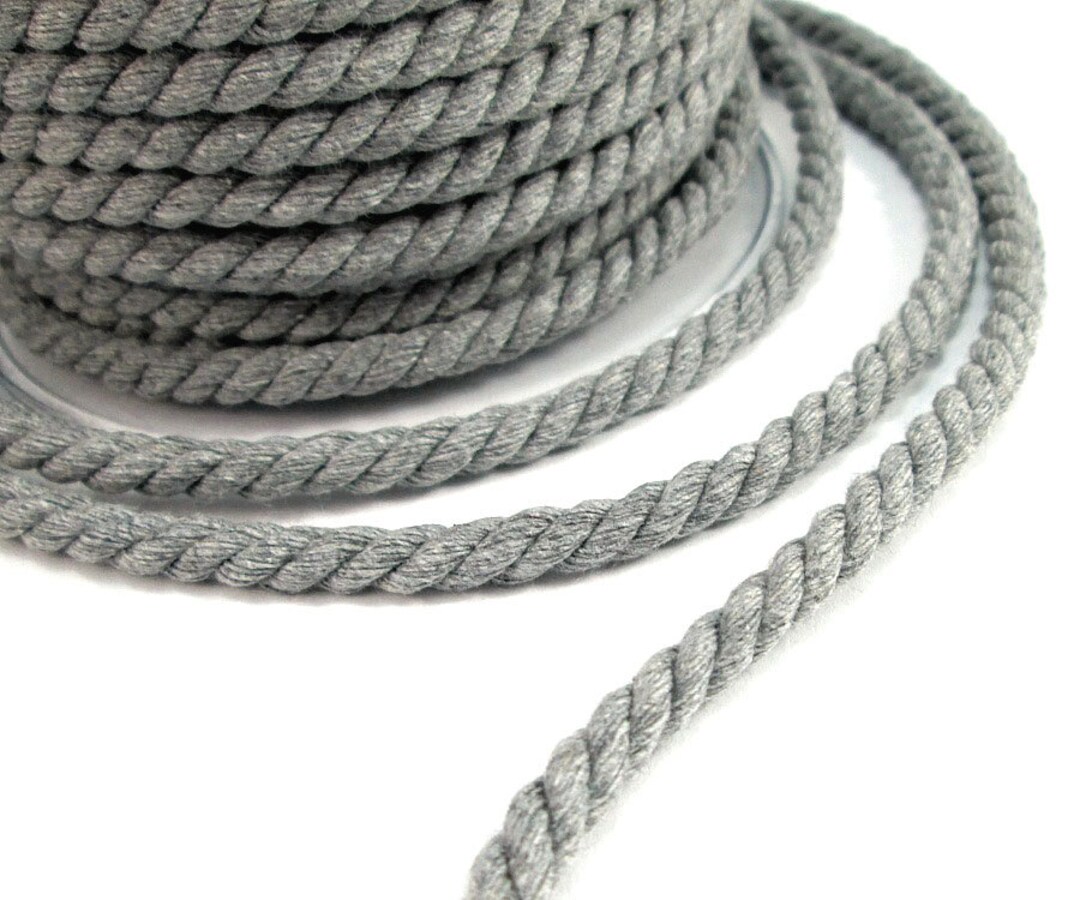 Gray Cotton Cord, 6 Mm Twisted Cotton Rope, Twisted Gray Cord, 1m - Etsy