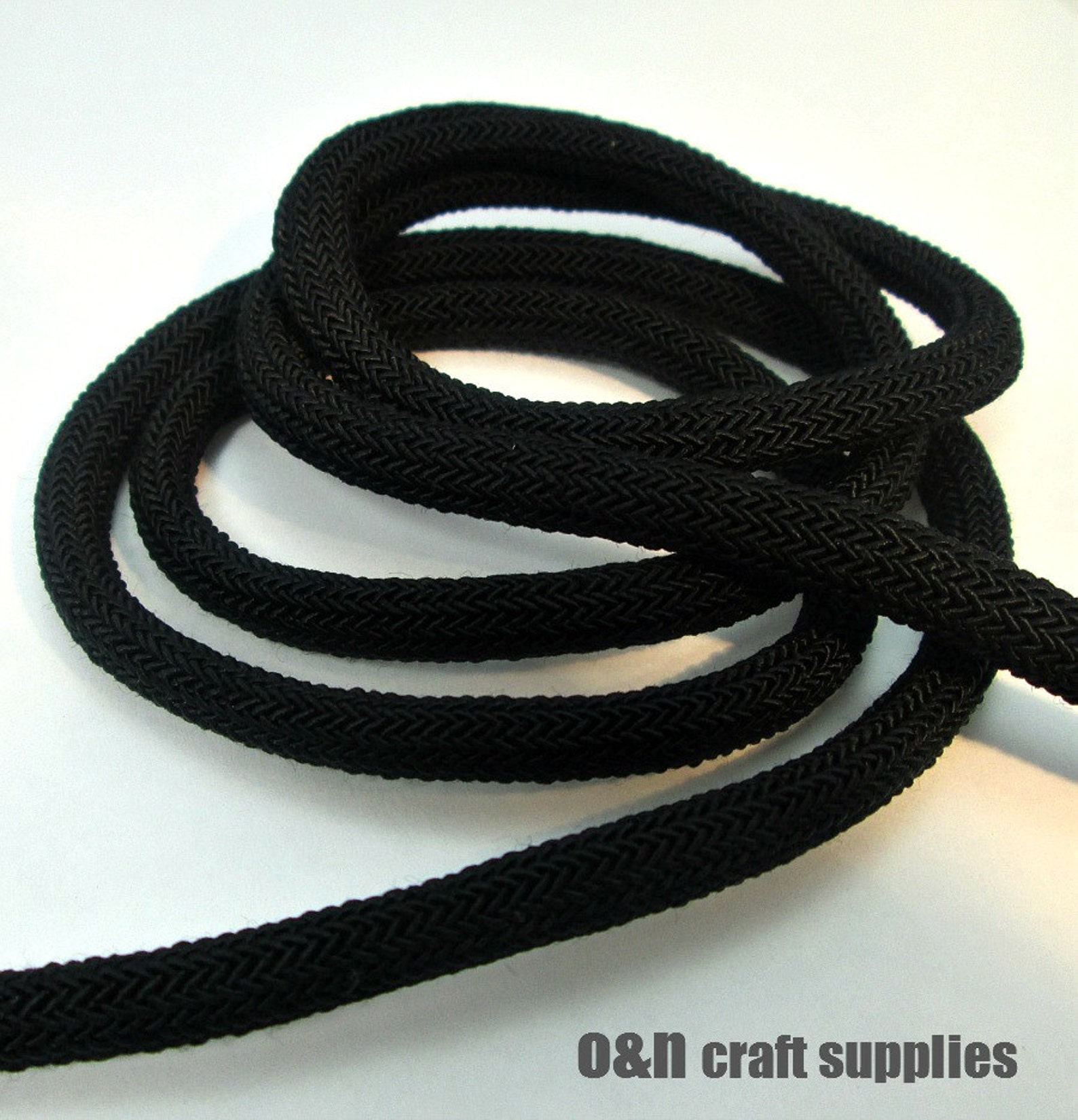Braided Silk Cord 8mm Bookbinding Rope Black 1m - Etsy