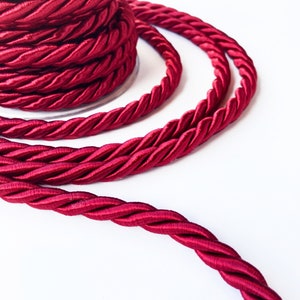 Deep Red Twisted Silk Cord, 9mm / 0.35 3ply Deep Red Rope ...