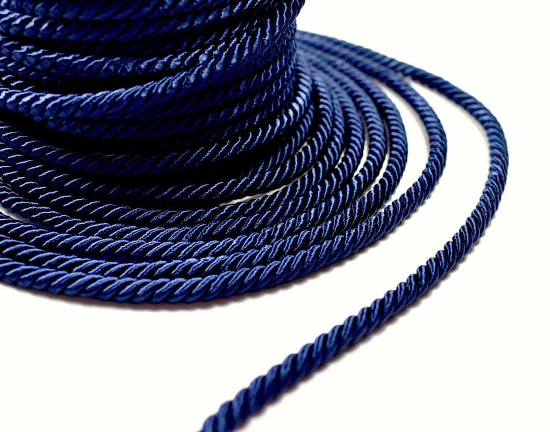 5mm Navy Blue Silk Cord, Navy Blue Twisted Cord, 5mm Colored Rope, Navy ...
