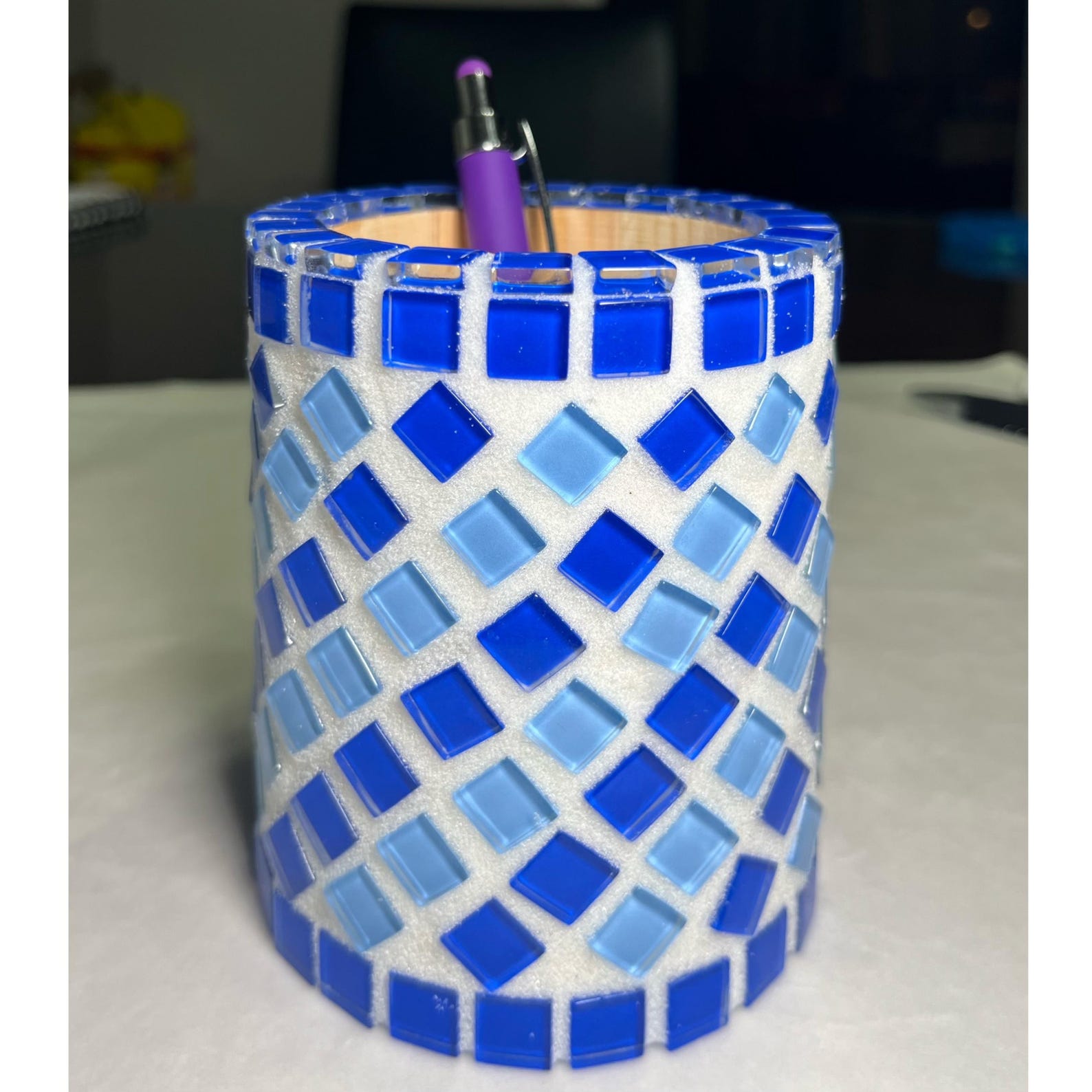 DIY Mosaic Pen Holder Kit – Round Wooden Desk Organizer, Beginner Craft ...