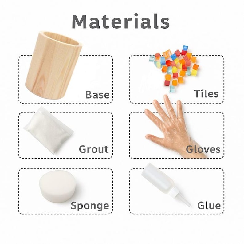 Mosaic Pen Holder DIY Kit, Hexagon Pine Wood Base, Rainbow Geometric ...