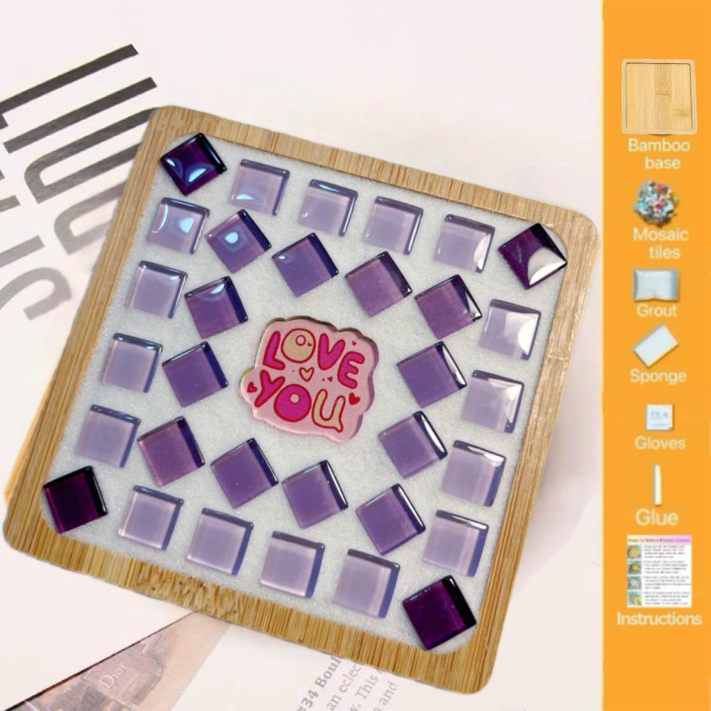 DIY Mosaic Coaster Kit - Bamboo Drink Coaster Craft for Adults and ...