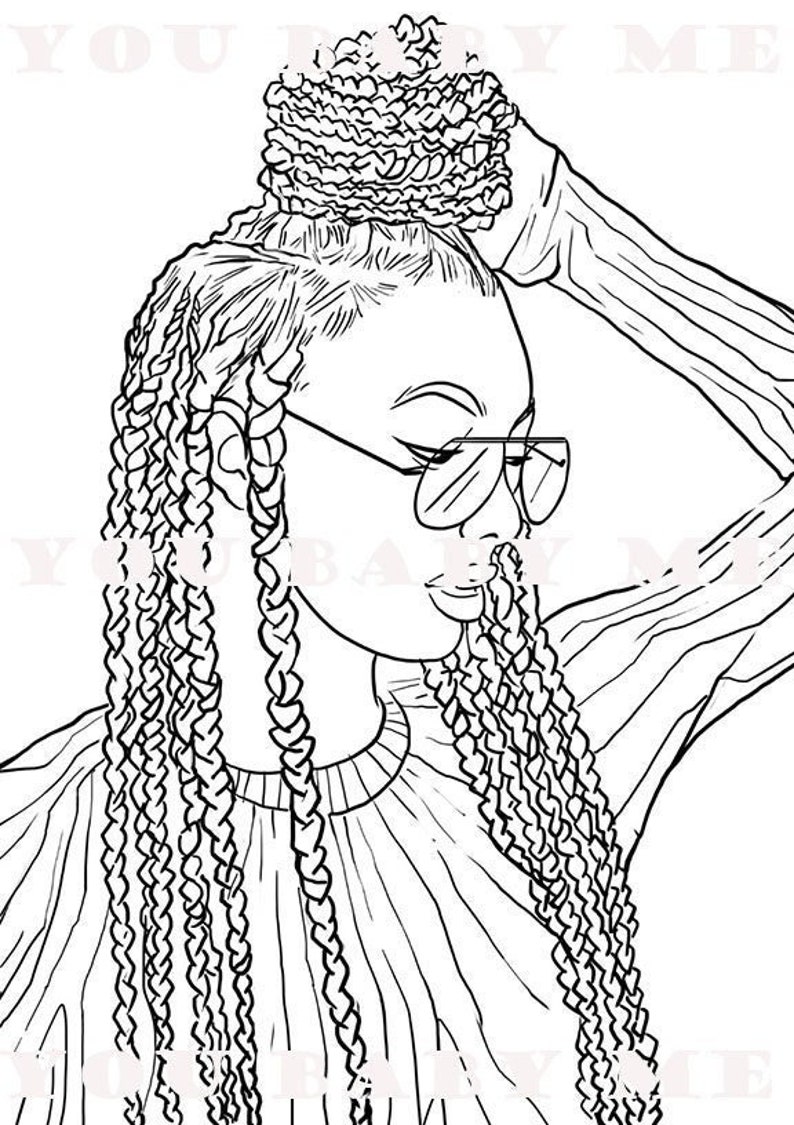 Loving My Braids Coloring Page, Black Girl Coloring Page, African ...