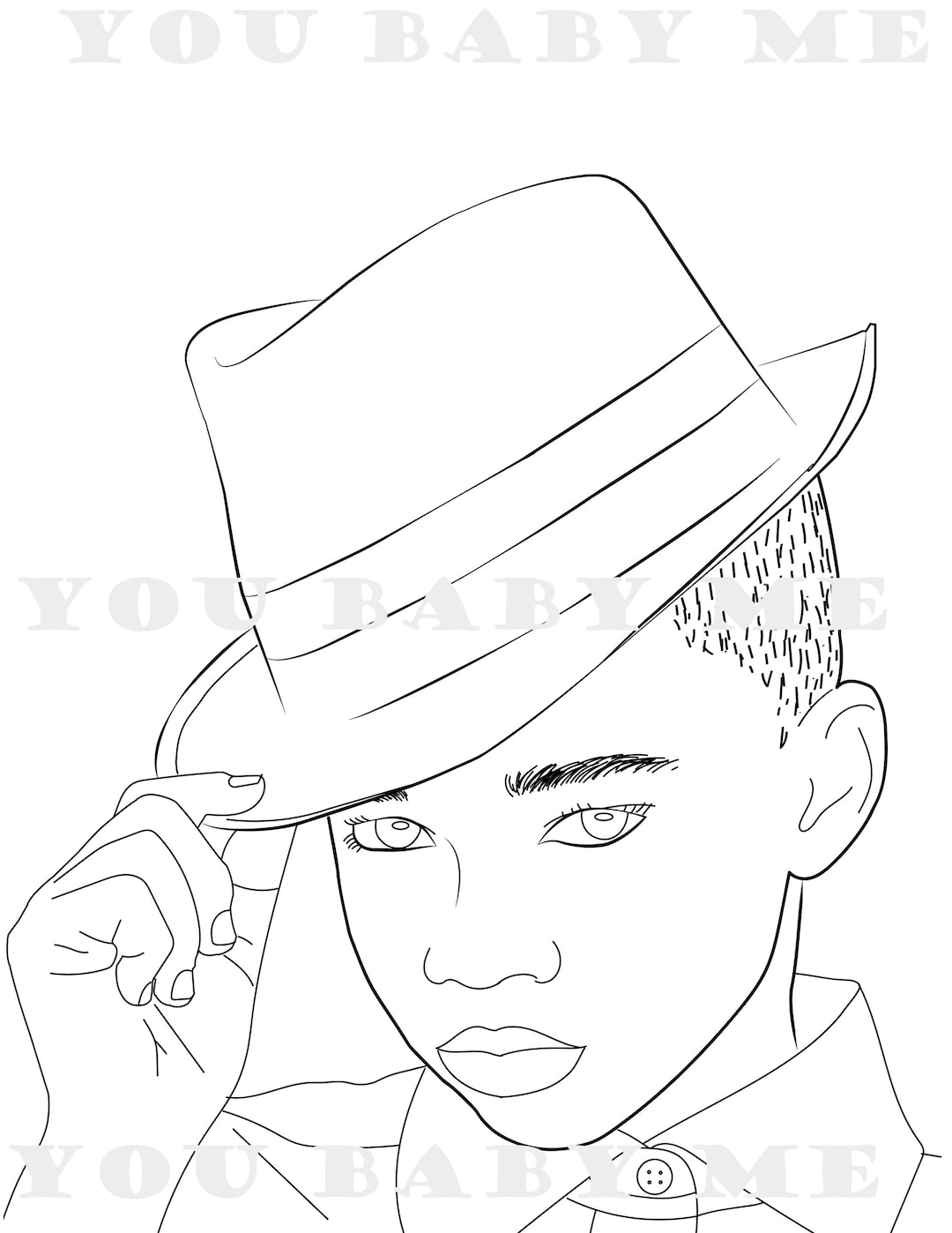 Boy in Fedora Coloring Page, Black Boy Coloring Page, Coloring Page ...