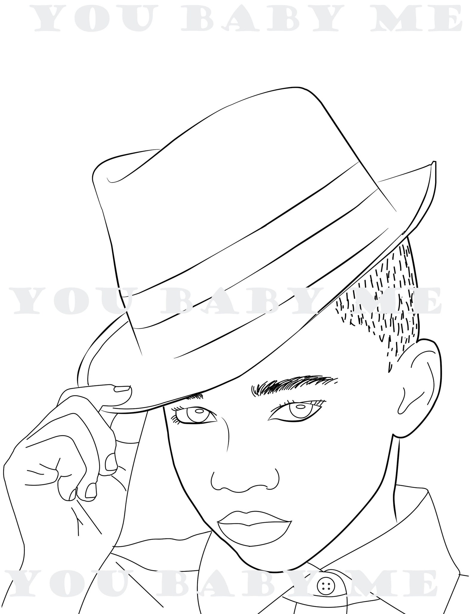 Boy in Fedora Coloring Page, Black Boy Coloring Page, Coloring Page ...
