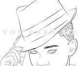 Boy in Fedora Coloring Page Black Boy Coloring Page Coloring - Etsy