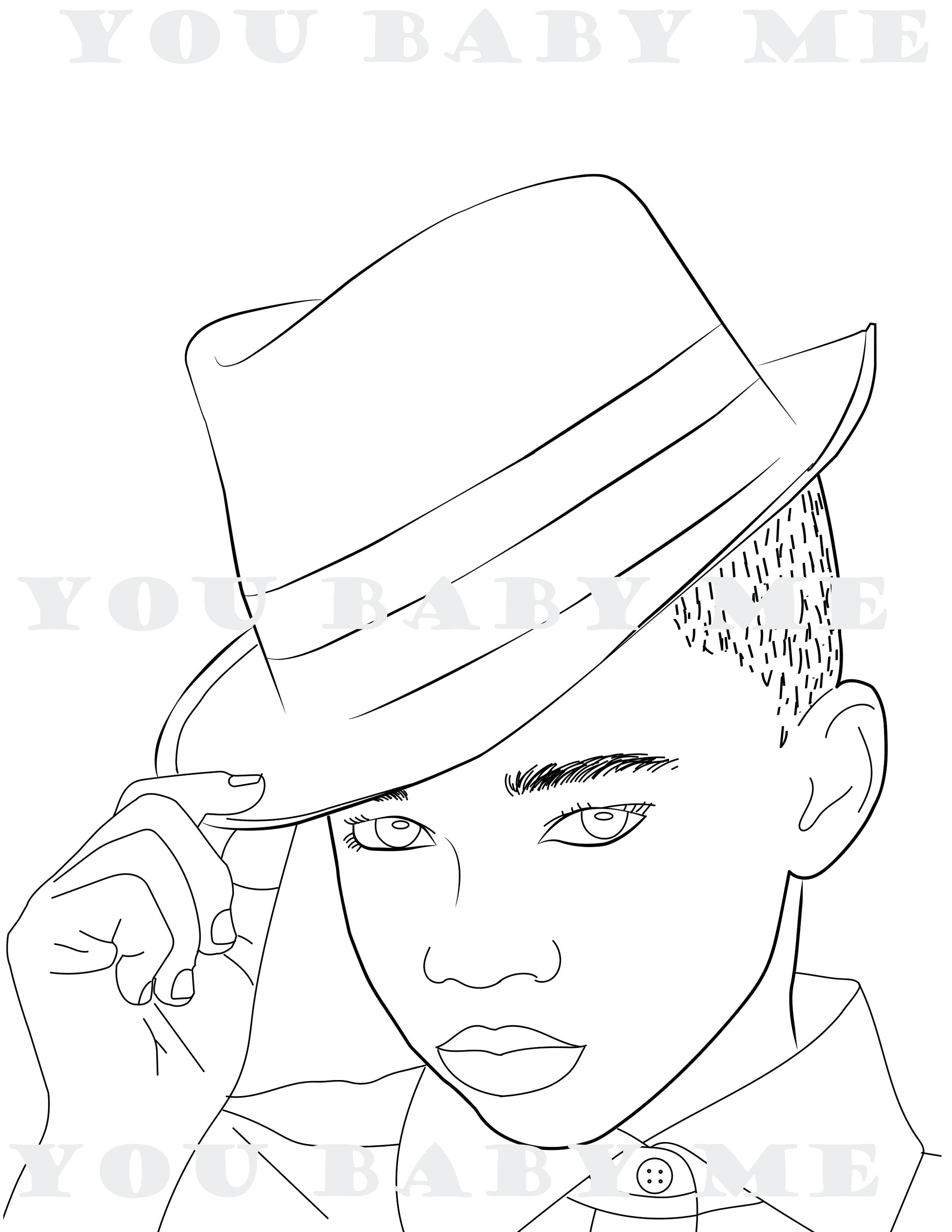 Boy in Fedora Coloring Page, Black Boy Coloring Page, Coloring Page ...