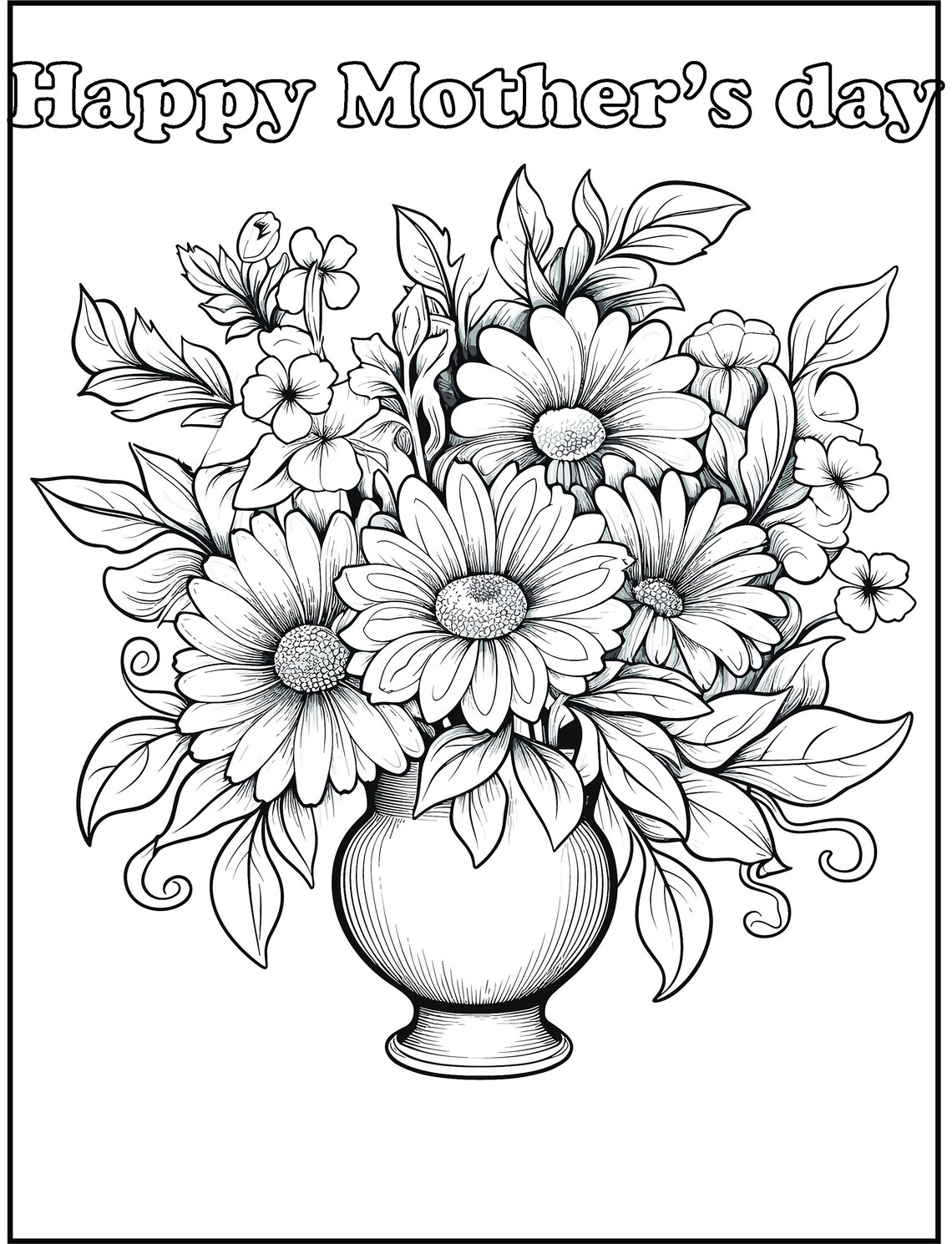 Mother's Day Bundle Coloring Page, Mother's Day Coloring Pages, Flower ...