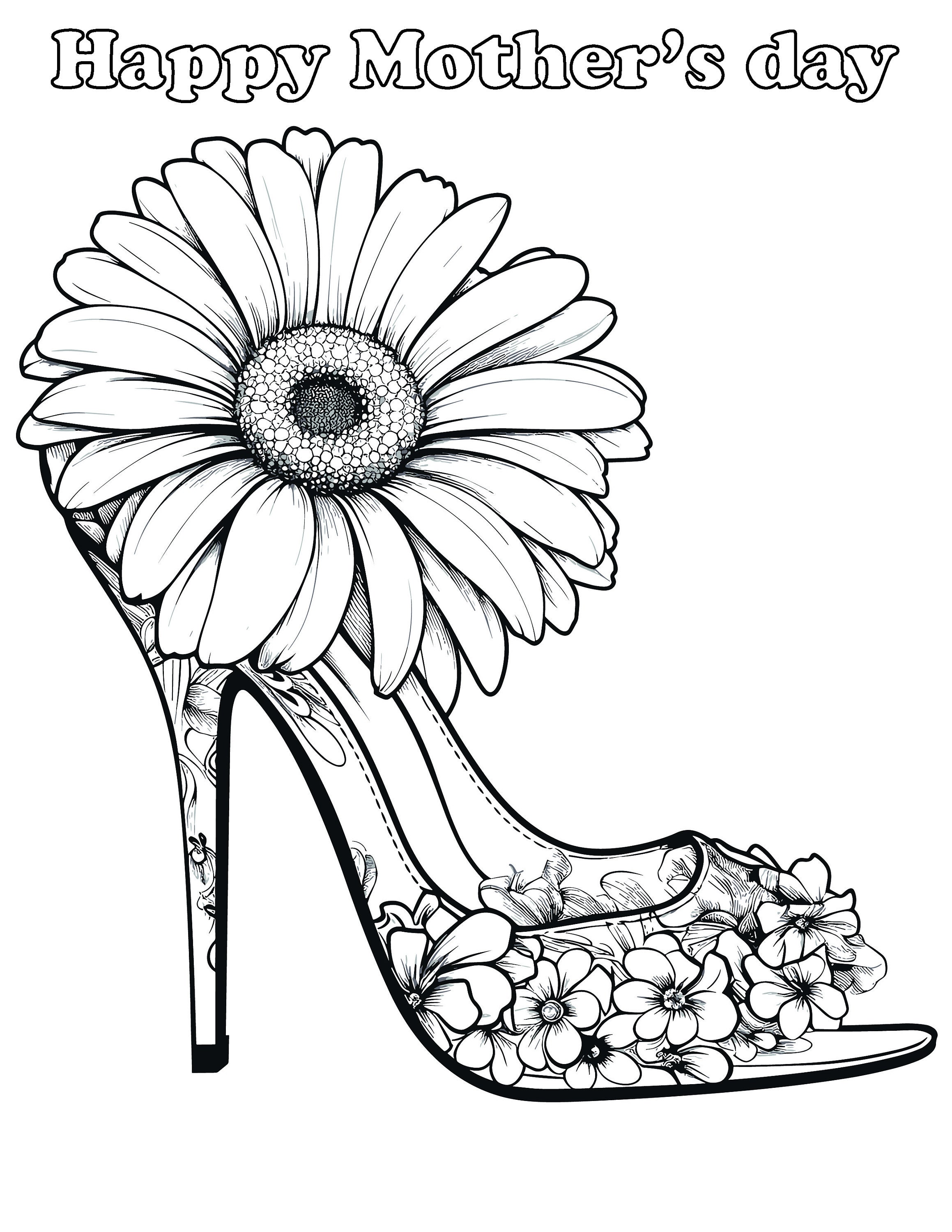 Mother's Day Bundle Coloring Page, Mother's Day Coloring Pages, Flower ...