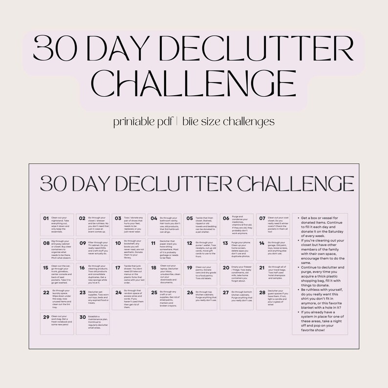 30 Day Declutter Challenge - Etsy