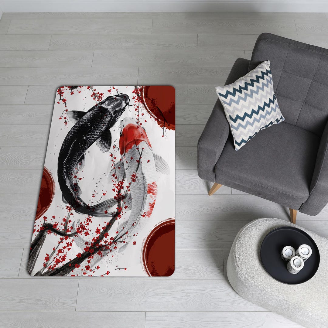 Koi Fish Yin-yang Rug, Koi Fish Carpet, Japanese Rug, Chinese Rug ...