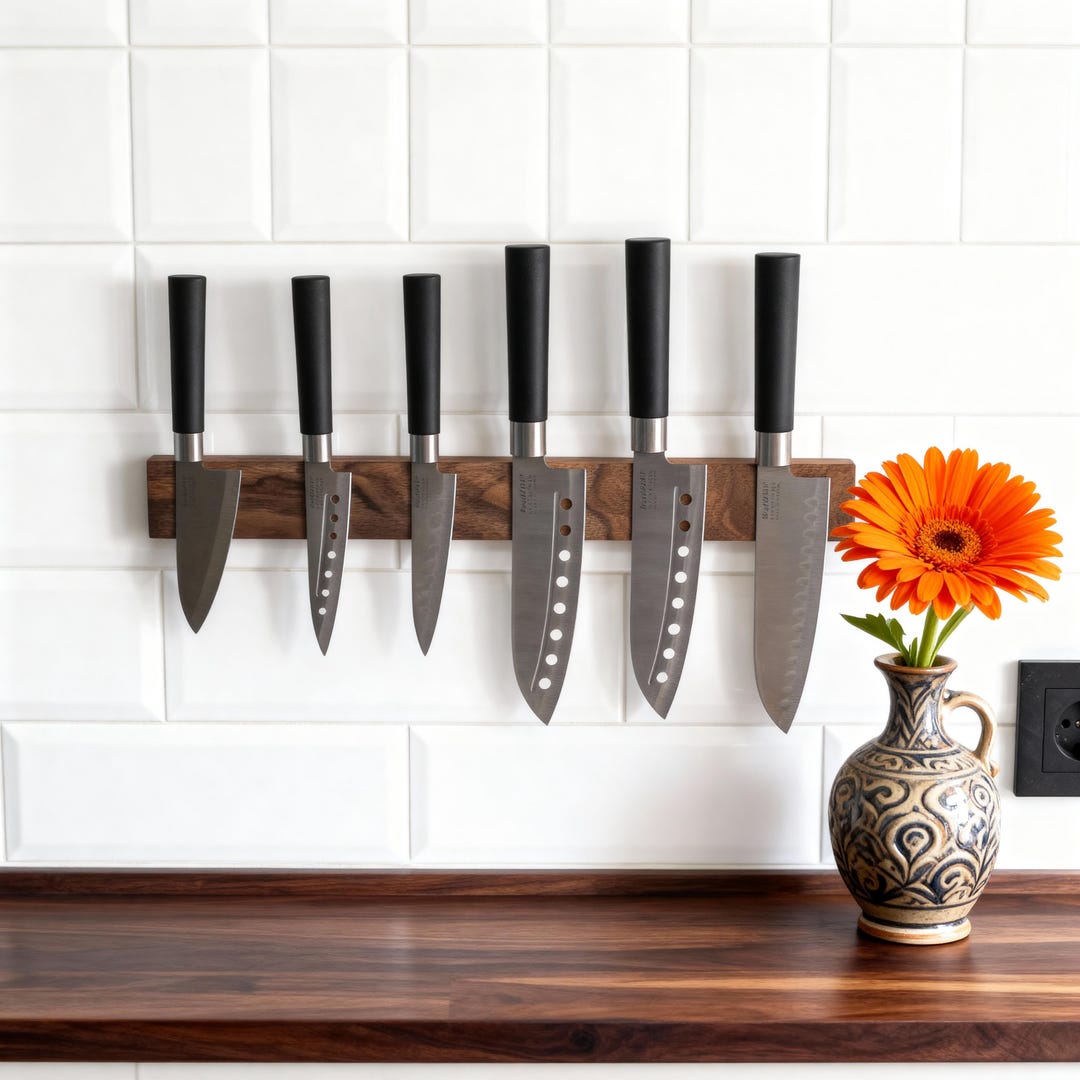 Wooden Magnetic Knife Holder, Horizontal Knife Block, Magnetic Knife ...