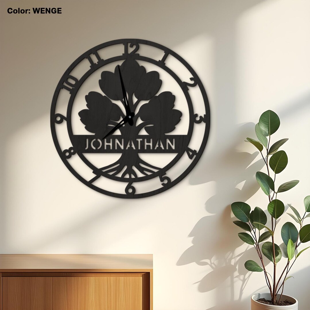 Personalized Tree of Life Large Wall Clock, Clock With Name, Custom ...