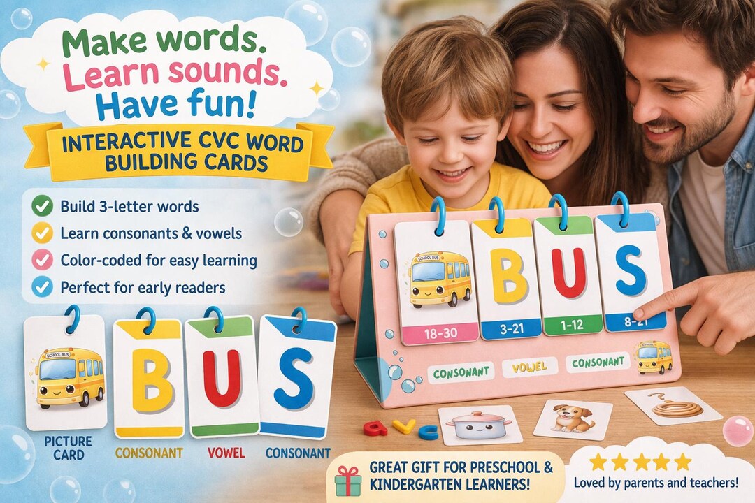 CVC Word Building Cards + Stand | Learn to Read Printable | Consonants ...